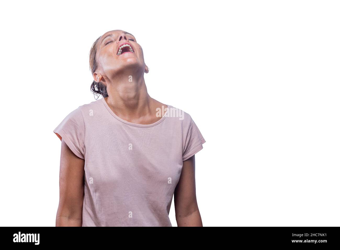 An adult woman with an expression of pleasure Stock Photo - Alamy