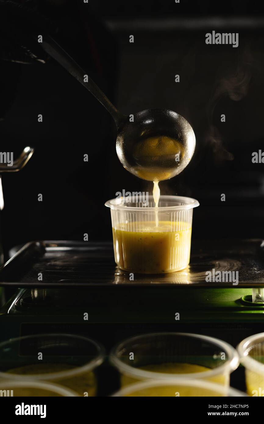 Food delivery in the restaurant. The chef prepares and prepares food in ...