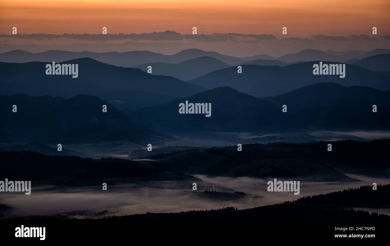 The Carpathian Mountains, Ukraine. An amazing sunrise in the mountains ...