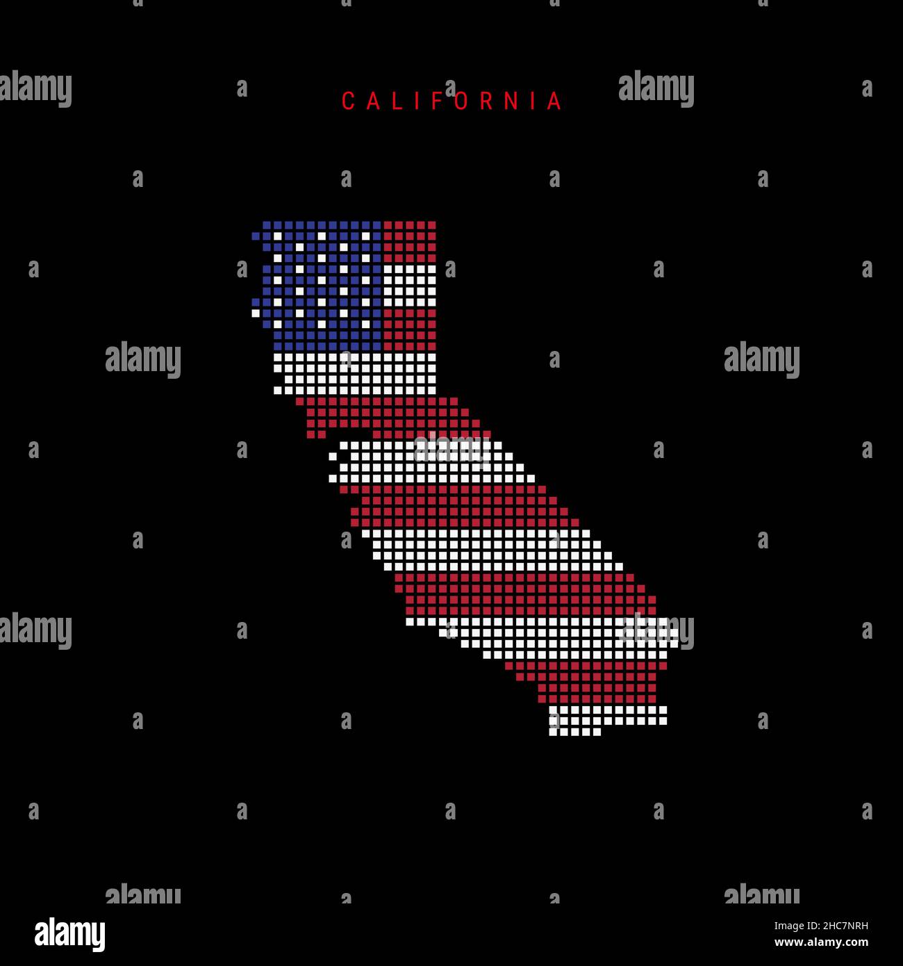Square dots pattern map of California. Dotted pixel map with american ...