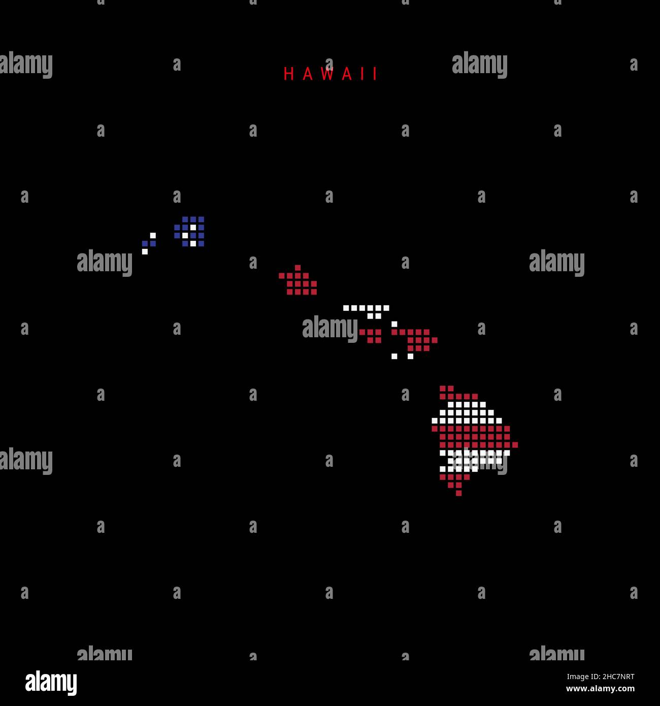 Square dots pattern map of Hawaii. Dotted pixel map with american ...