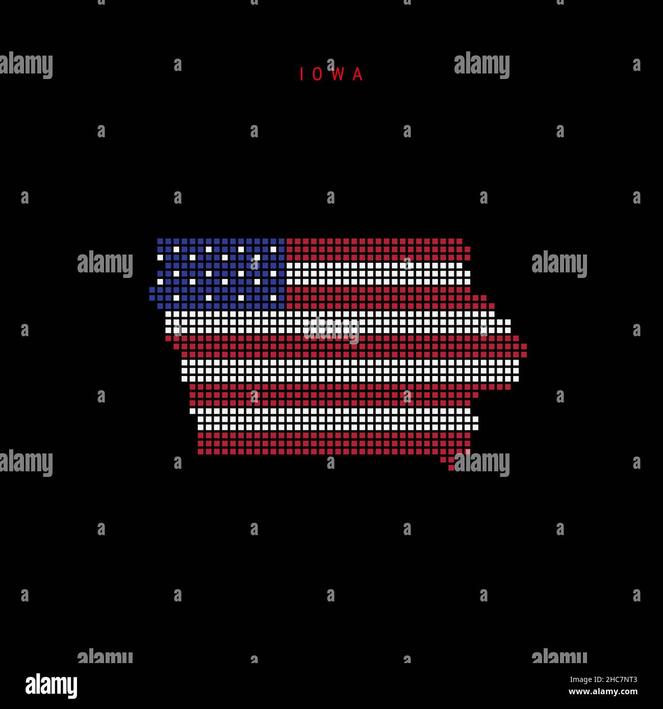Square dots pattern map of Iowa. Dotted pixel map with american ...