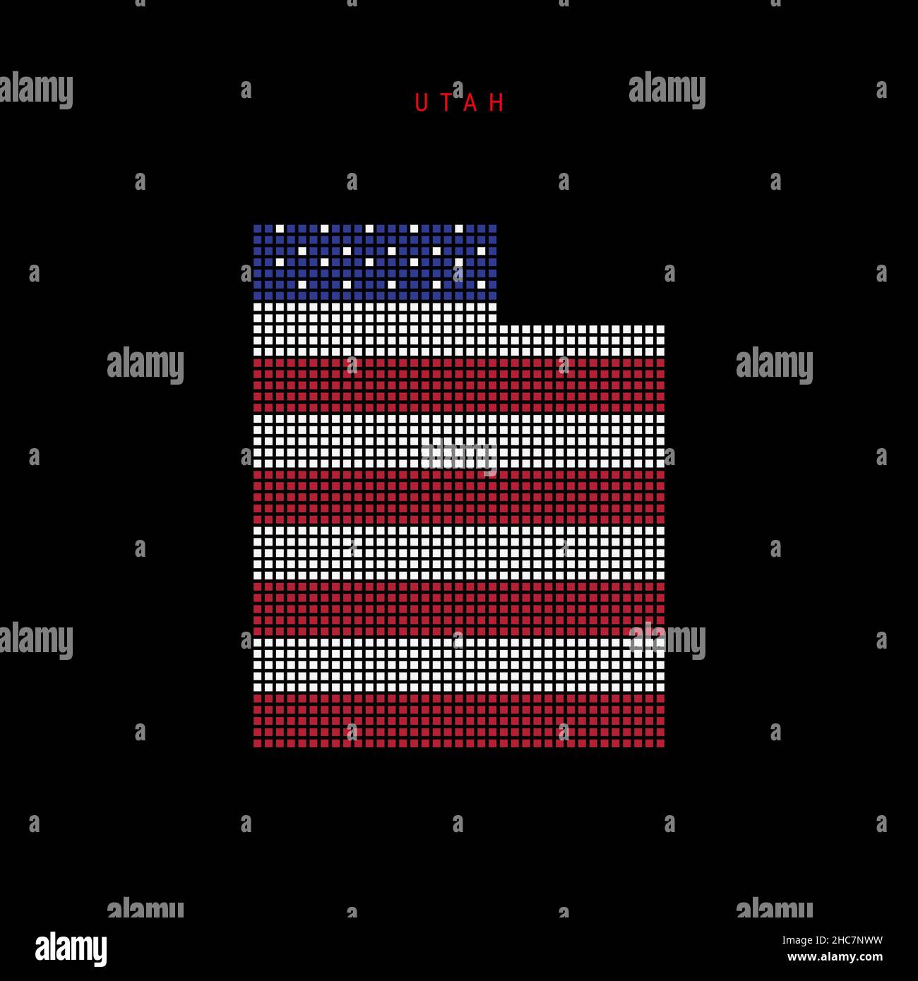 Square dots pattern map of Utah. Dotted pixel map with american ...