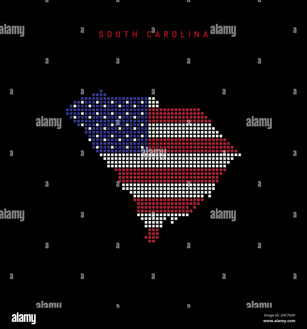Square dots pattern map of South Carolina. Dotted pixel map with ...