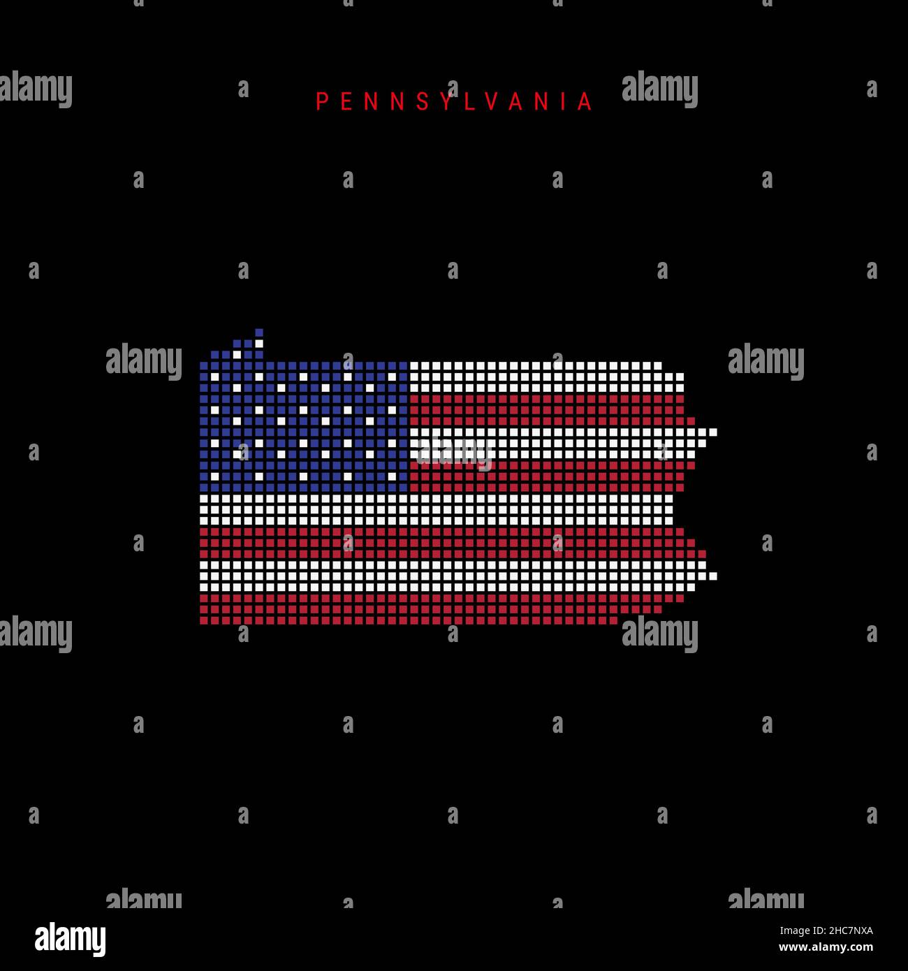 Square dots pattern map of Pennsylvania. Dotted pixel map with american ...