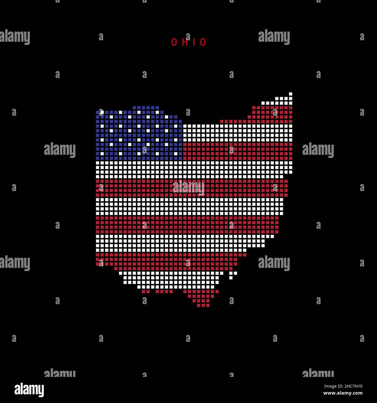 Square dots pattern map of Ohio. Dotted pixel map with american ...