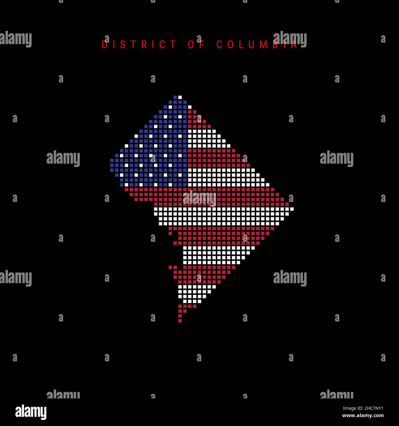 Square dots pattern map of District of Columbia. Dotted pixel map with ...