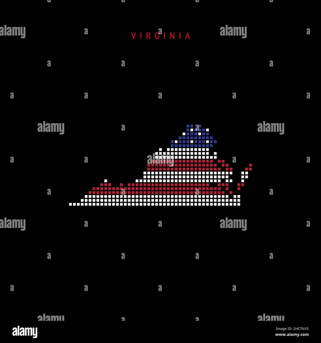 Square dots pattern map of Virginia. Dotted pixel map with american ...