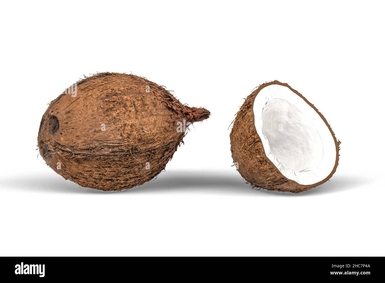 Coconut isolated on white background - 3d render Stock Photo - Alamy
