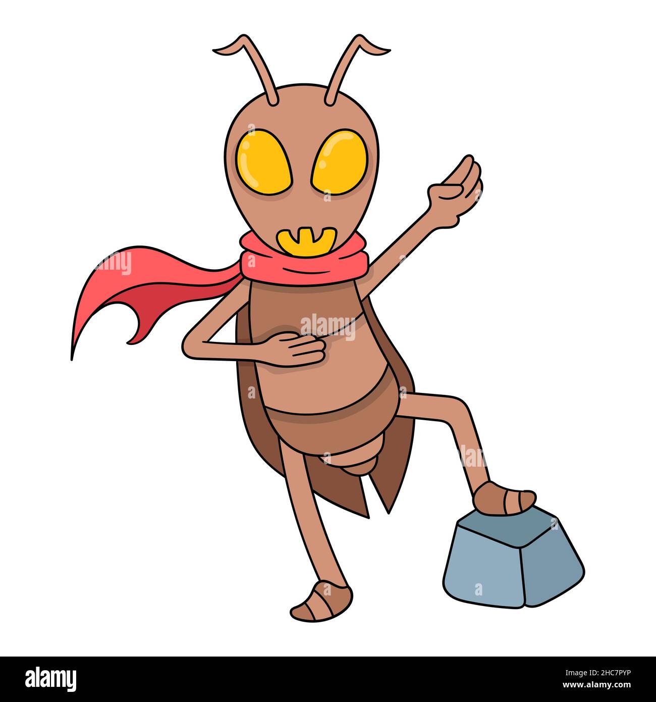 brown cockroach insect in action, vector illustration art. doodle icon ...