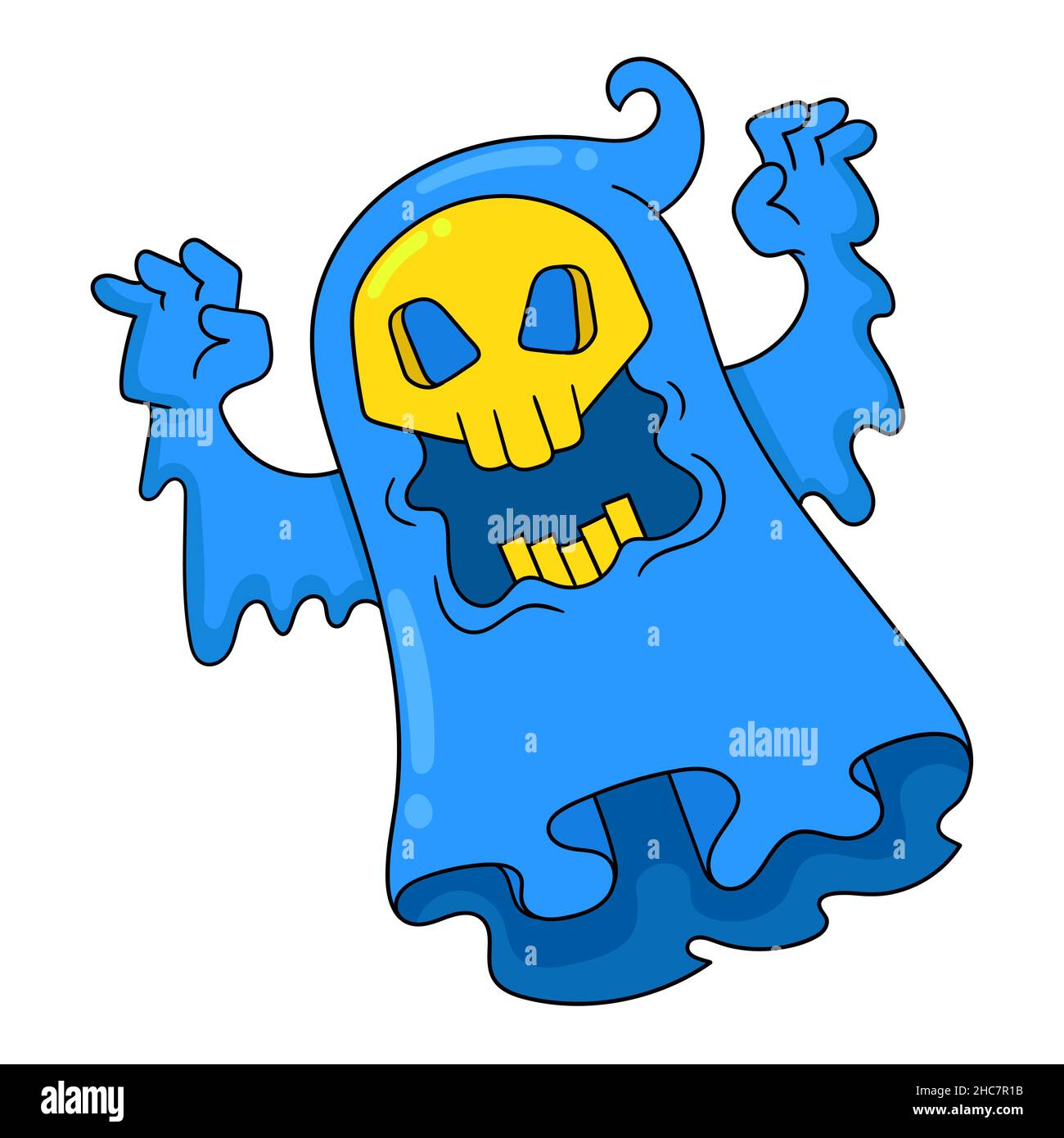scary face blue ghost halloween celebration, vector illustration art ...