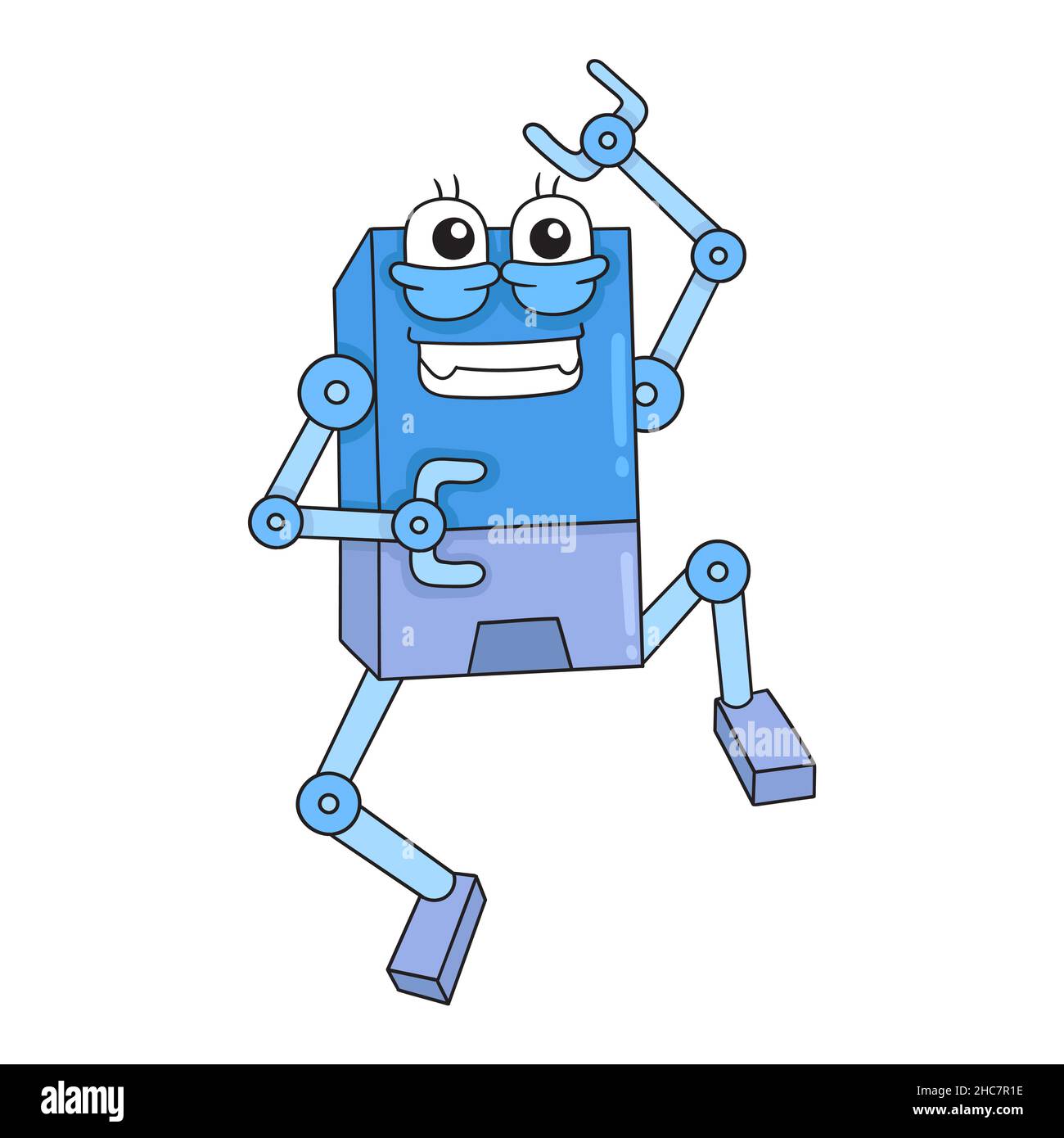 high tech humanoid robot dancing, vector illustration art. doodle icon ...