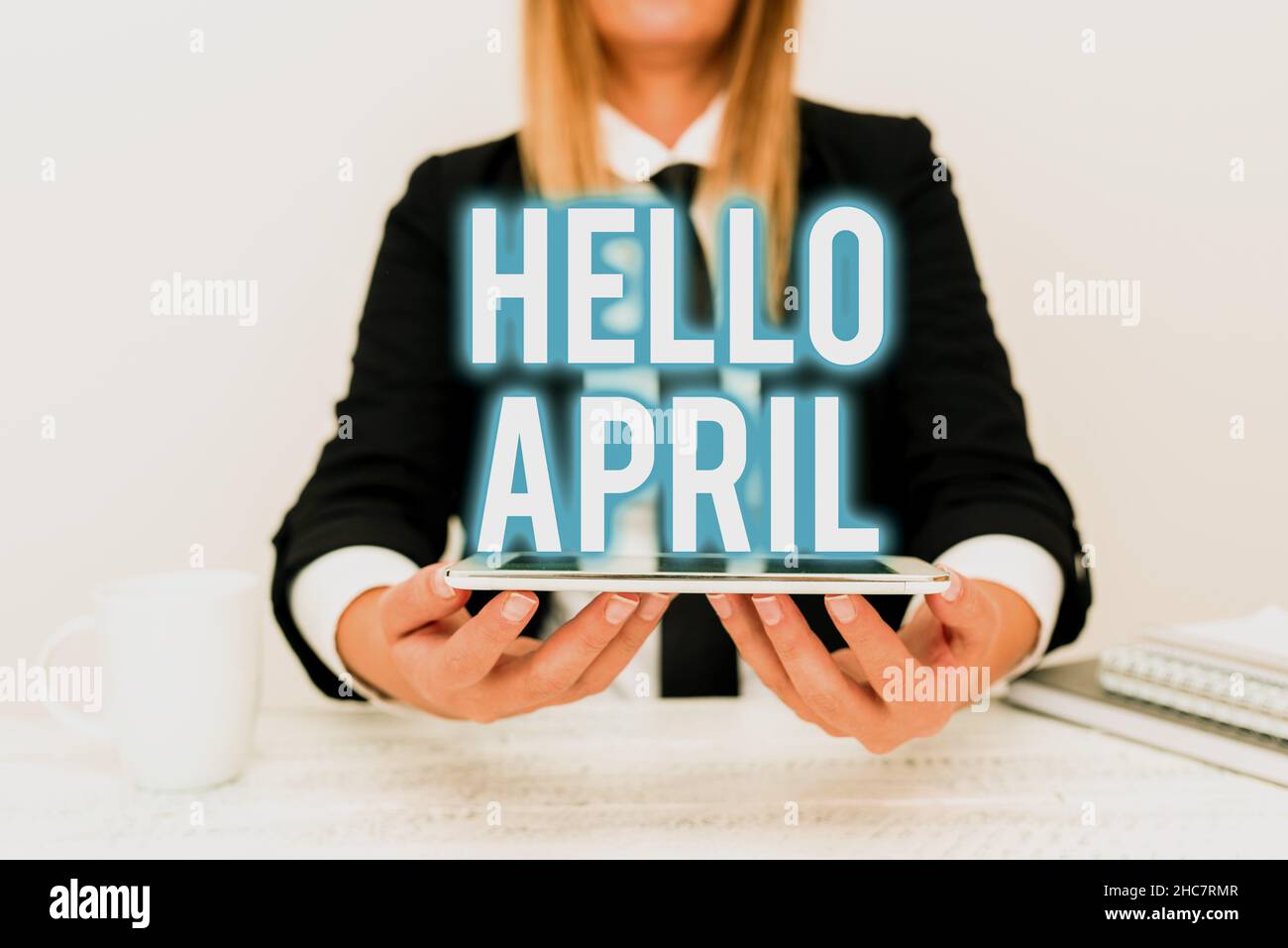 Conceptual caption Hello April. Business idea a greeting expression ...