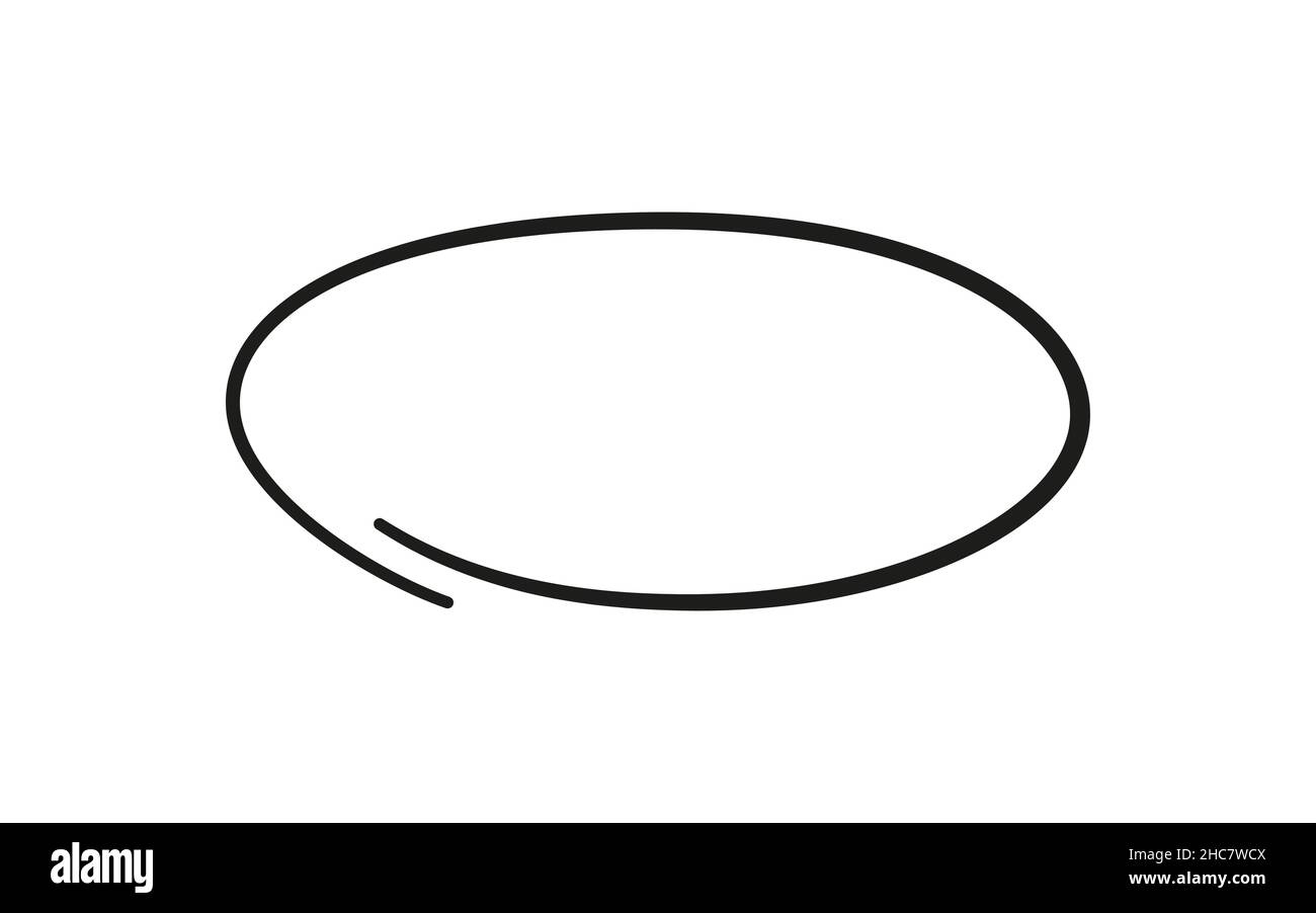 Hand drawn oval. Highlight circle frame. Ellipse in doodle style ...