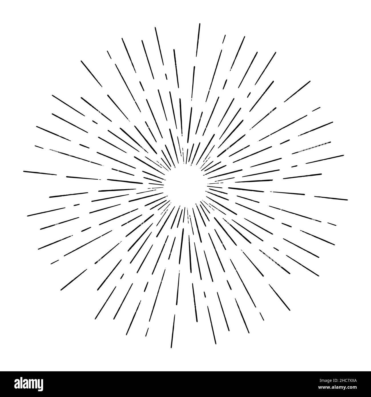 Light rays sunburst, hand drawn retro Sunbeam, grunge explosion element ...