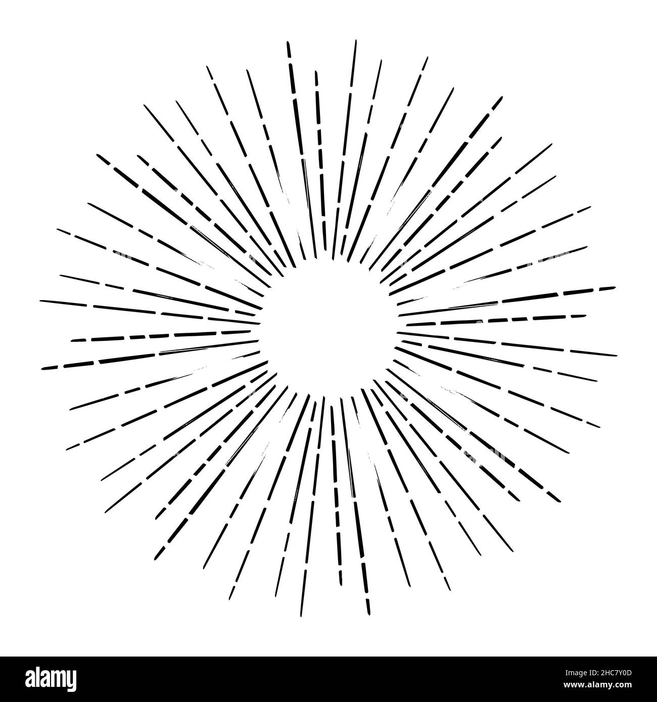 Light rays sunburst, hand drawn retro Sunbeam, grunge explosion element ...