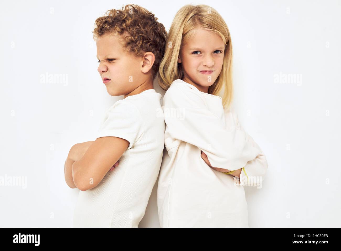 Bad brother sticks to sister little cheerful cheery friends light ...