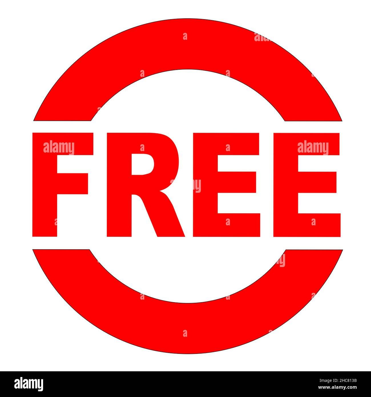 A free red rubber stamp impression with the word free over white Stock ...