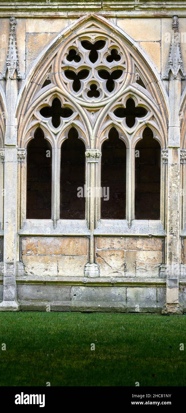 Glassless window on the cloister wall at the medieval cathedral of ...