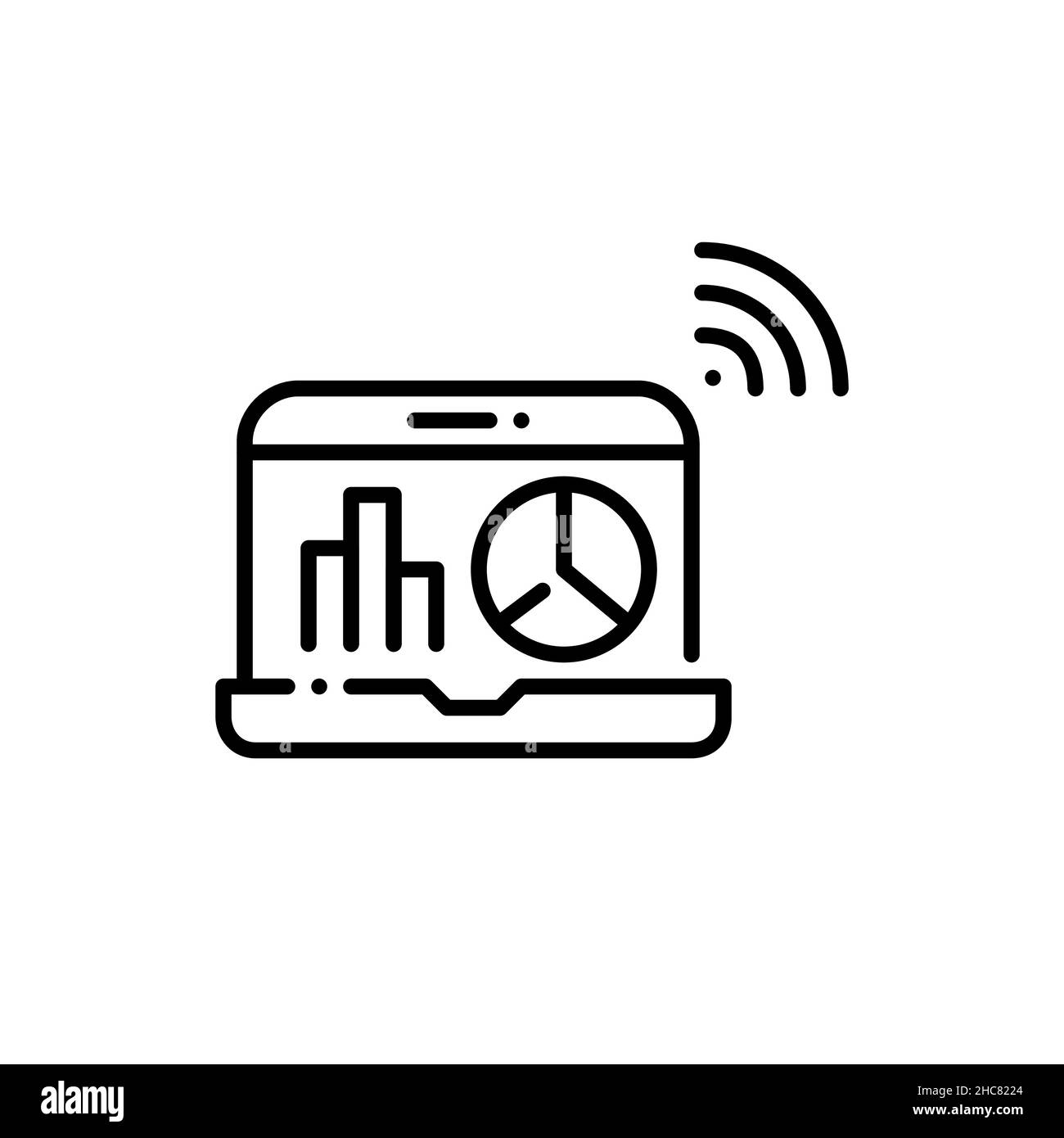 Data analysis on laptop using cloud computing. Computer screen with ...