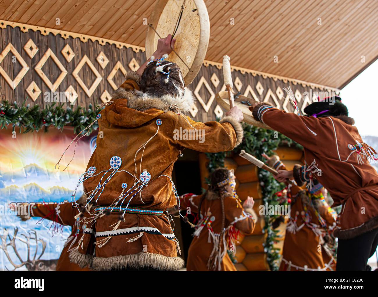 The Folk ensemble performance in dress of indigenous people of ...