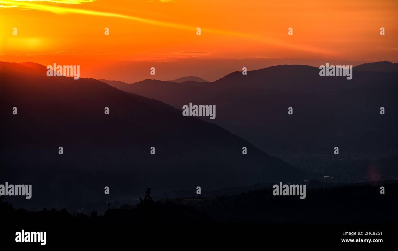 The Carpathian Mountains, Ukraine. An amazing sunrise in the mountains ...