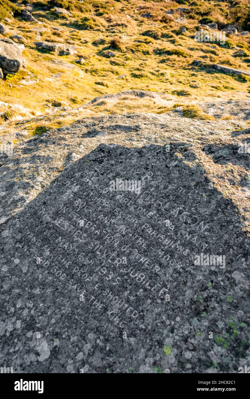 UK, England, Devonshire, Dartmoor, Buckland Beacon. The Commandment ...