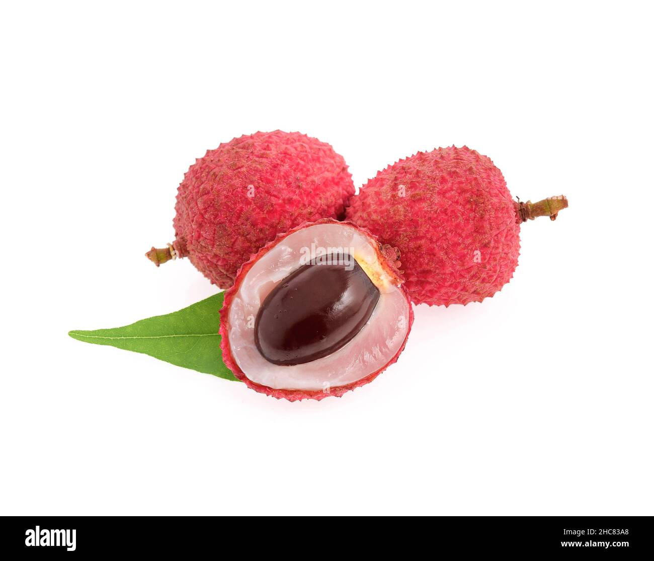 Fresh lychee with leaf isolated on white background Stock Photo - Alamy