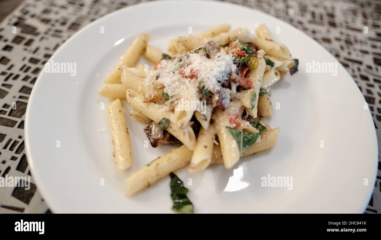 Penna Penne Pasta Italian Food Spicy Stock Photo - Alamy