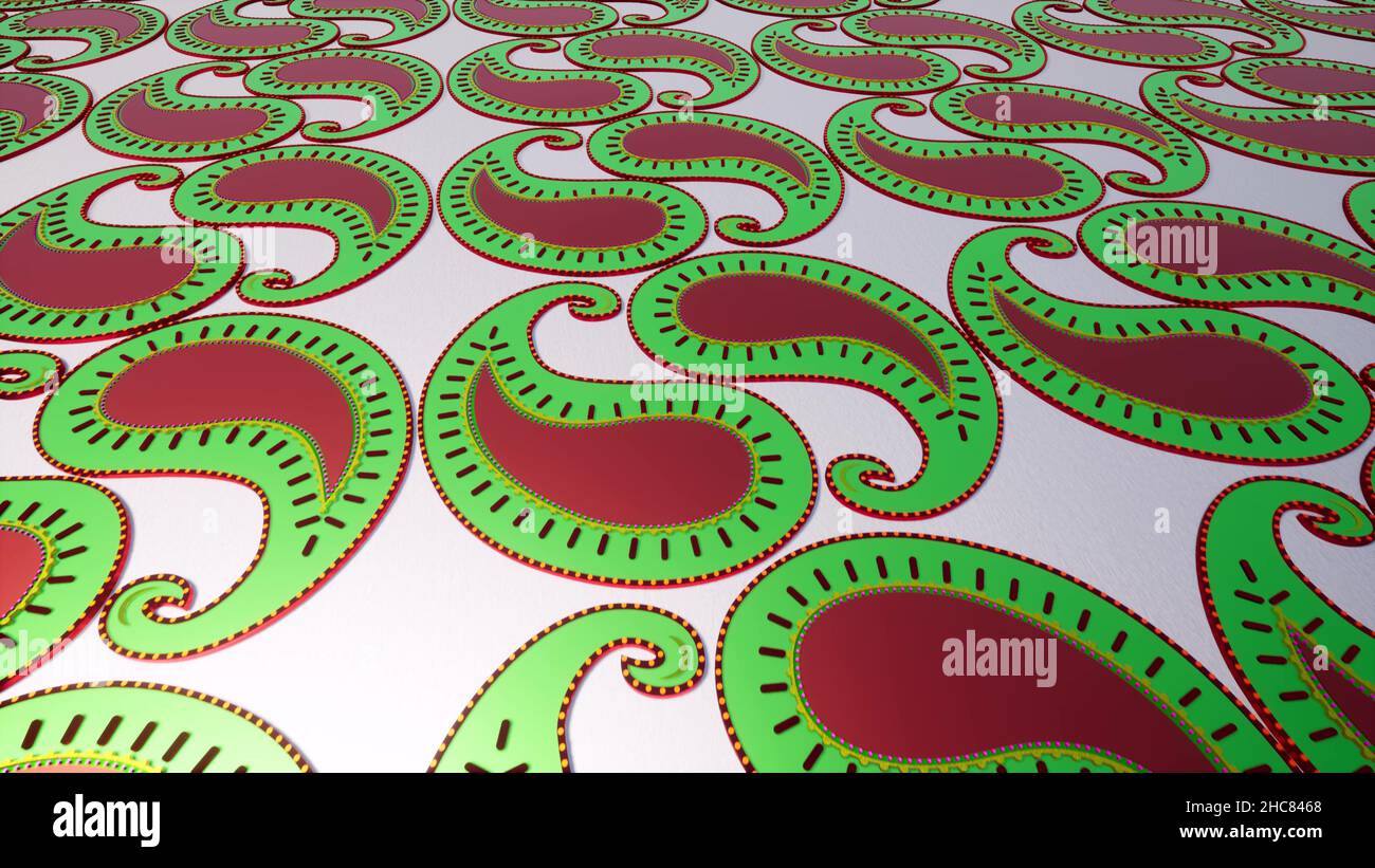 Metallic Paisley in 3d style folk art ethnic ornament abstract ...