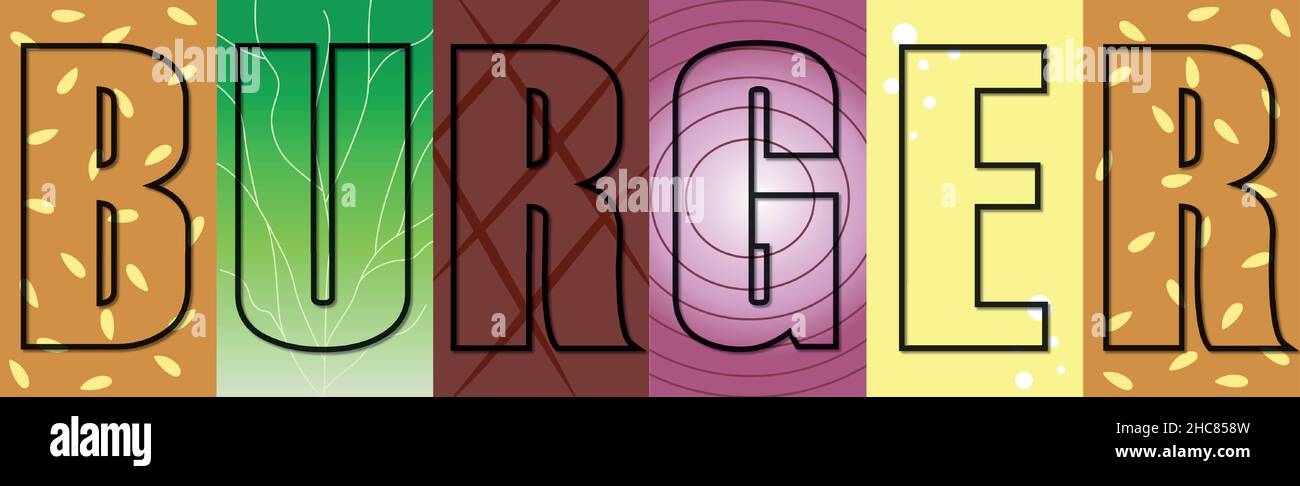 Panoramic realistic burger background, web template - Vector ...