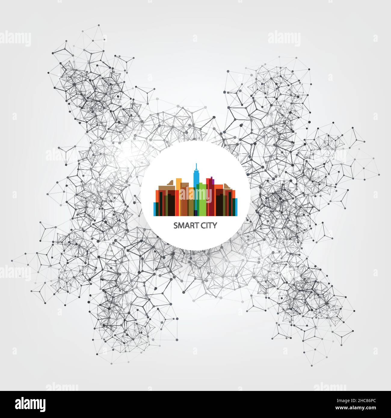 Colorful Smart City Design Concept - Digital Network Connections ...
