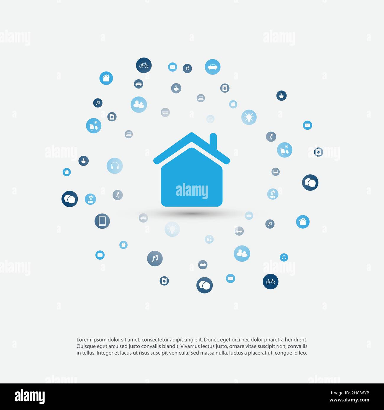 Smart Home, Internet of Things or Cloud Computing Design Concept with Icons - Digital Network ...