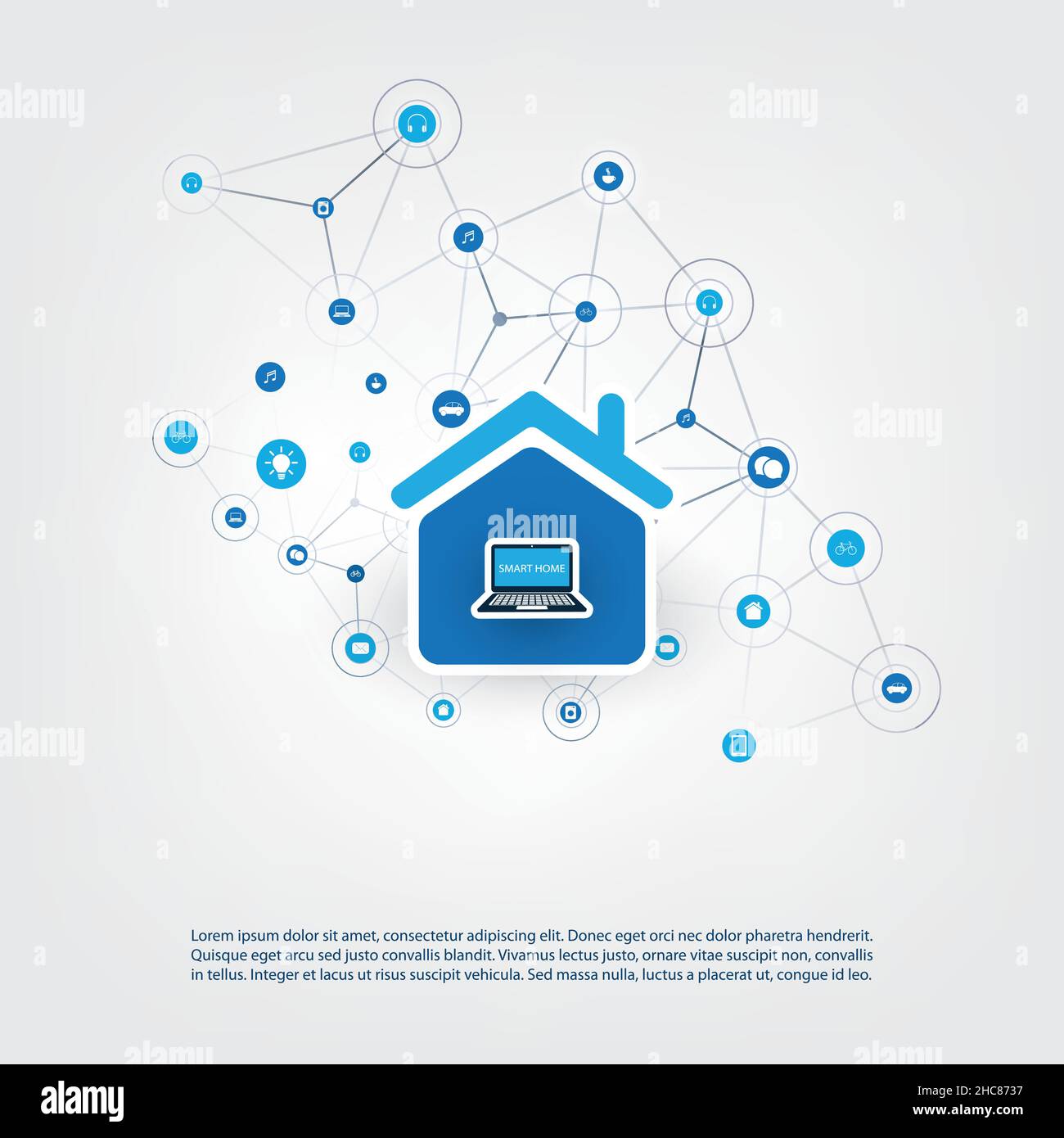 Smart Home, Cloud Computing Design Concept with Icons - Digital Network ...