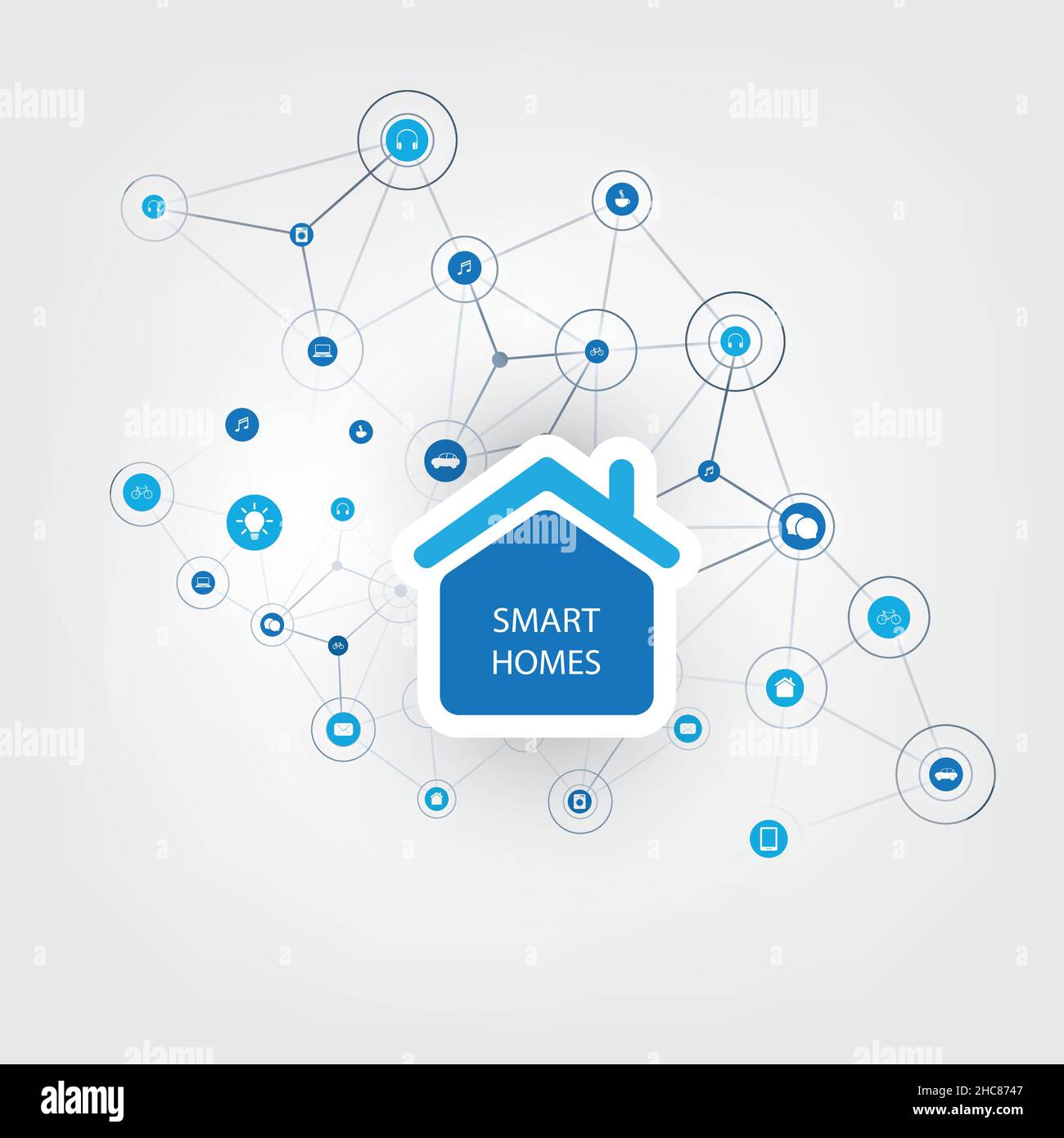 Smart Home, Cloud Computing Design Concept with Icons - Digital Network ...