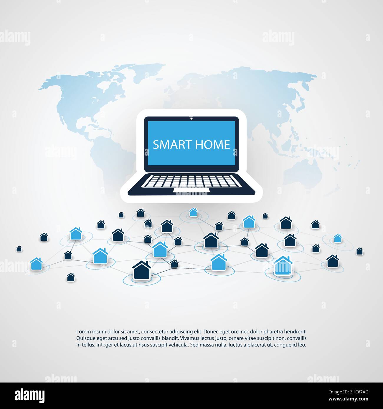 Smart Home, Cloud Computing Design Concept with Icons - Digital Network ...