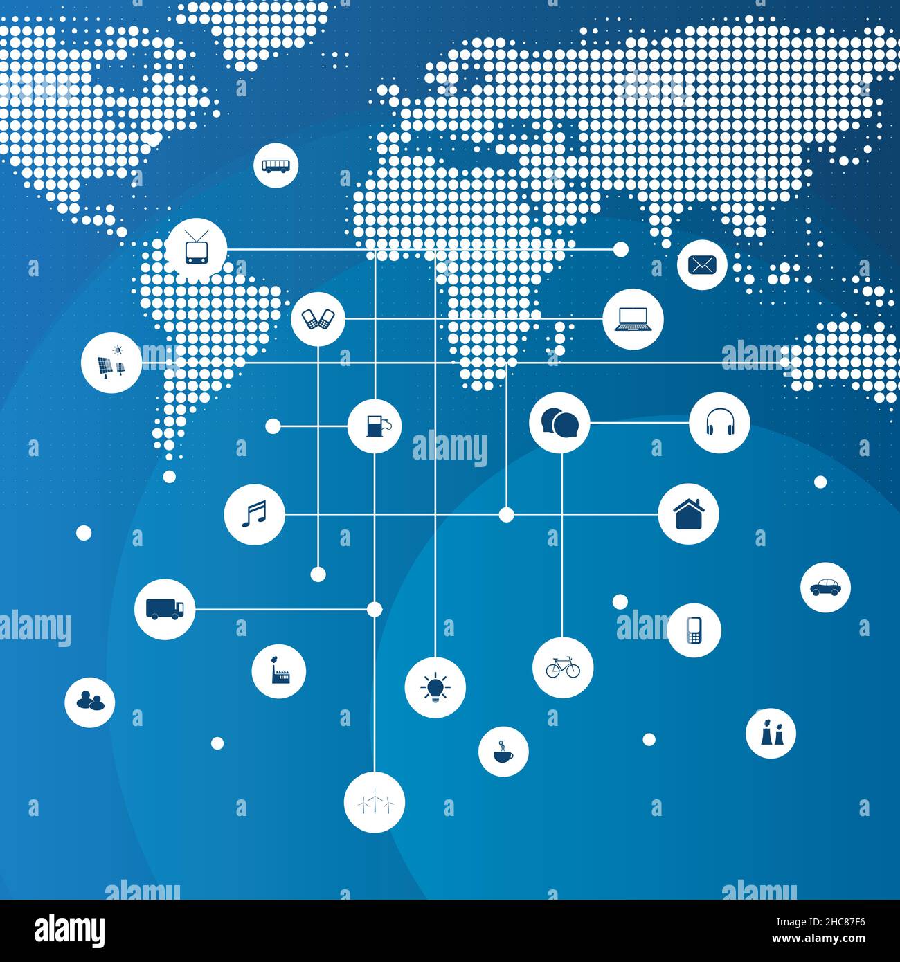 Smart City, Cloud Computing Design Concept with Icons - Digital Network ...