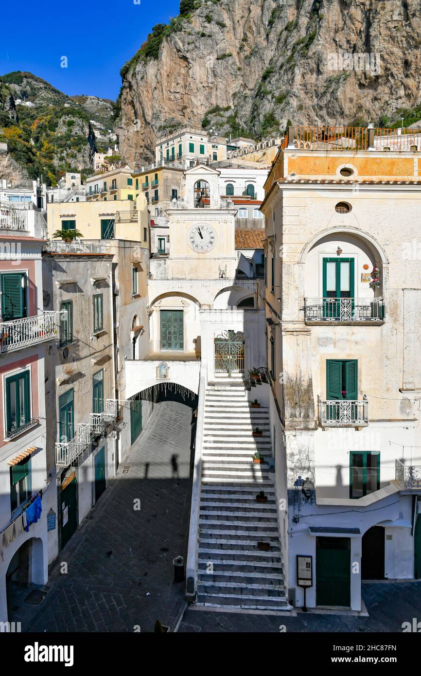 The characteristic old houses of Atrani, a town on the Amalfi coast ...