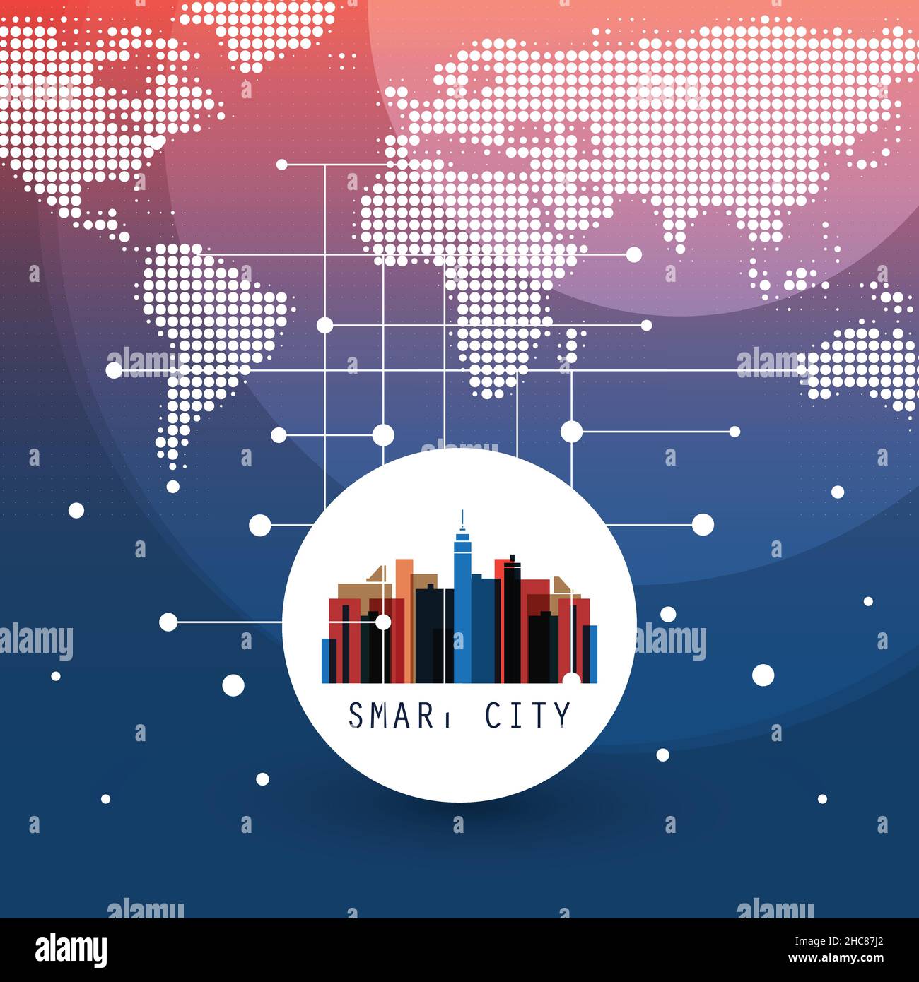 Smart City, Cloud Computing Design Concept - Digital Network Communication, Technology ...