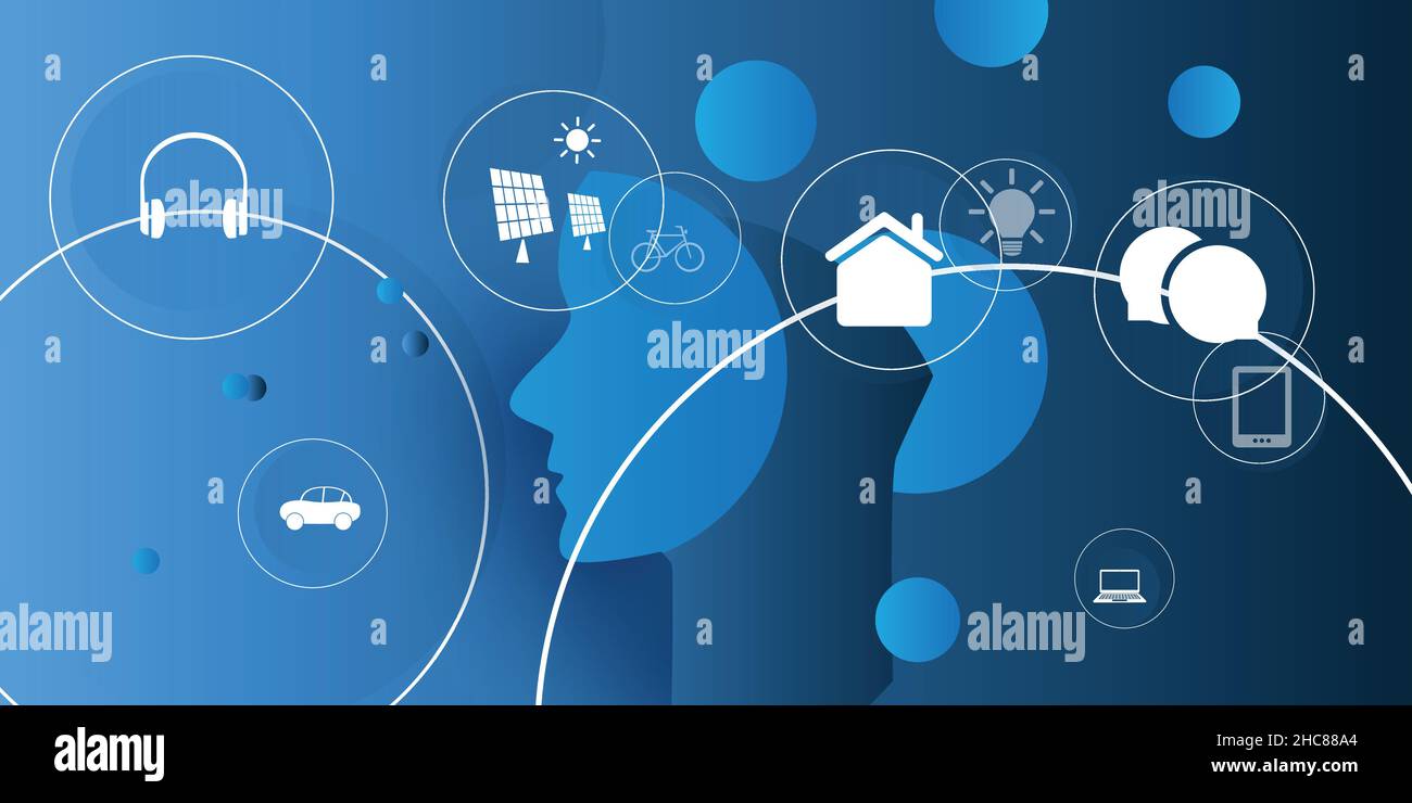 Abstract Blue Digital Technology, Machine Learning, Artificial Intelligence, Cloud Computing ...