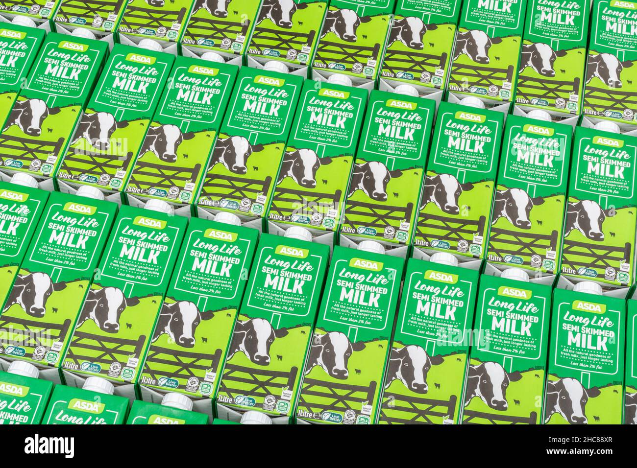 1 Litre paper carton units of ASDA own-label long-life UHT semi-skimmed ...