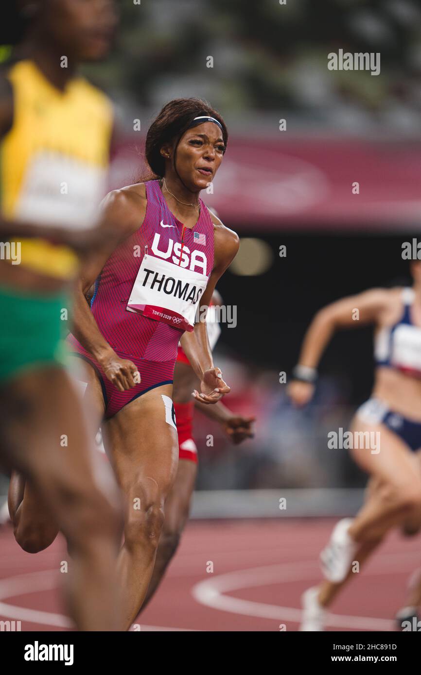 Gabrielle Thomas participating in the semi-final of the 200 meters of ...