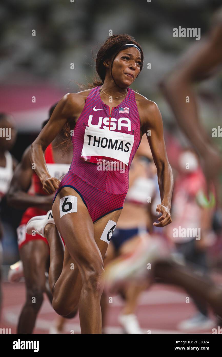 Gabrielle Thomas participating in the semi-final of the 200 meters of ...