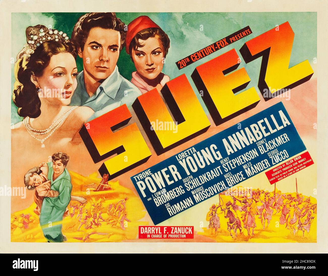 LORETTA YOUNG, TYRONE POWER and ANNABELLA in SUEZ (1938), directed by ...