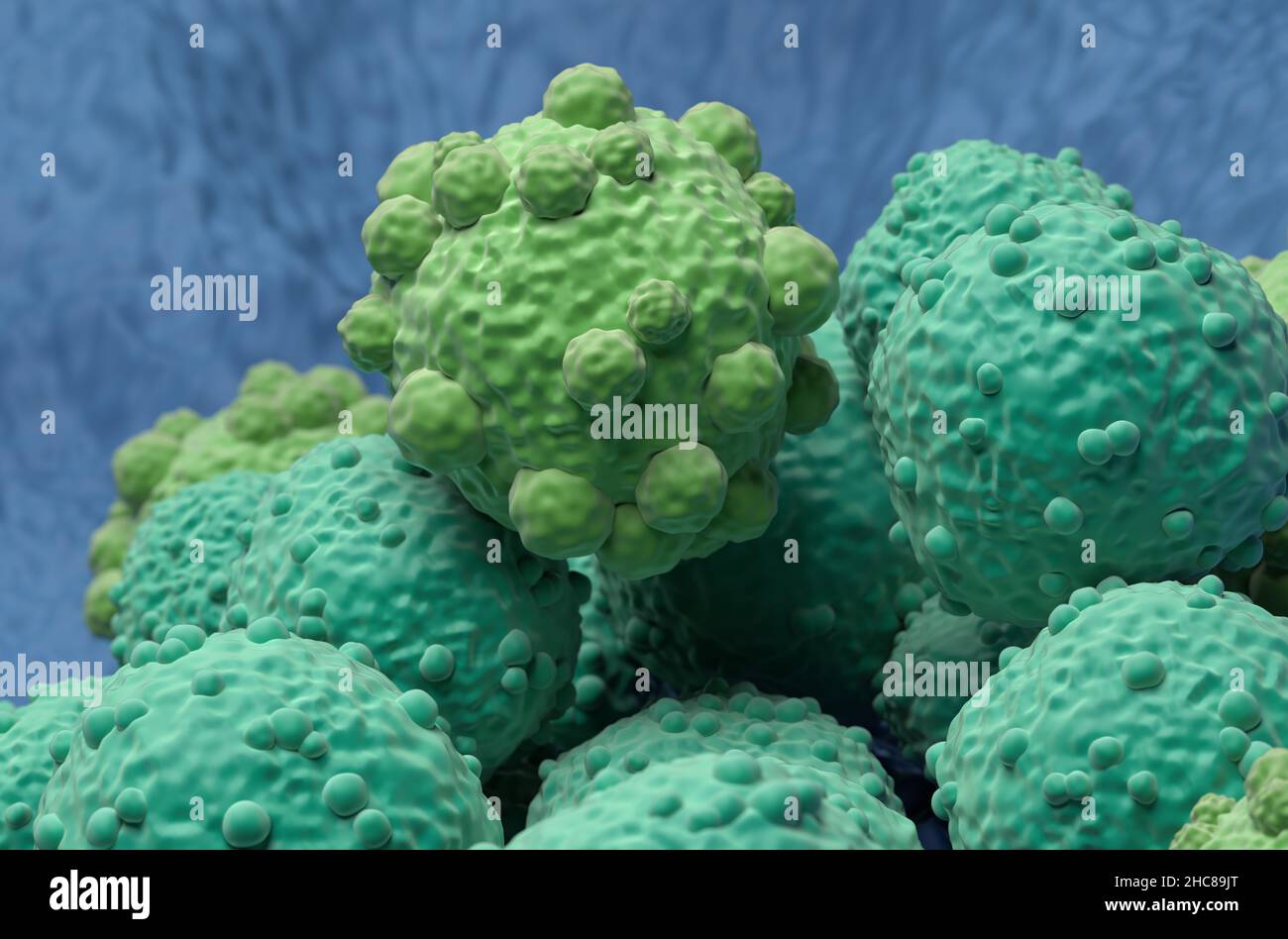 Lymphoma leukemia blood cancer cells closeup 3d render illustration ...