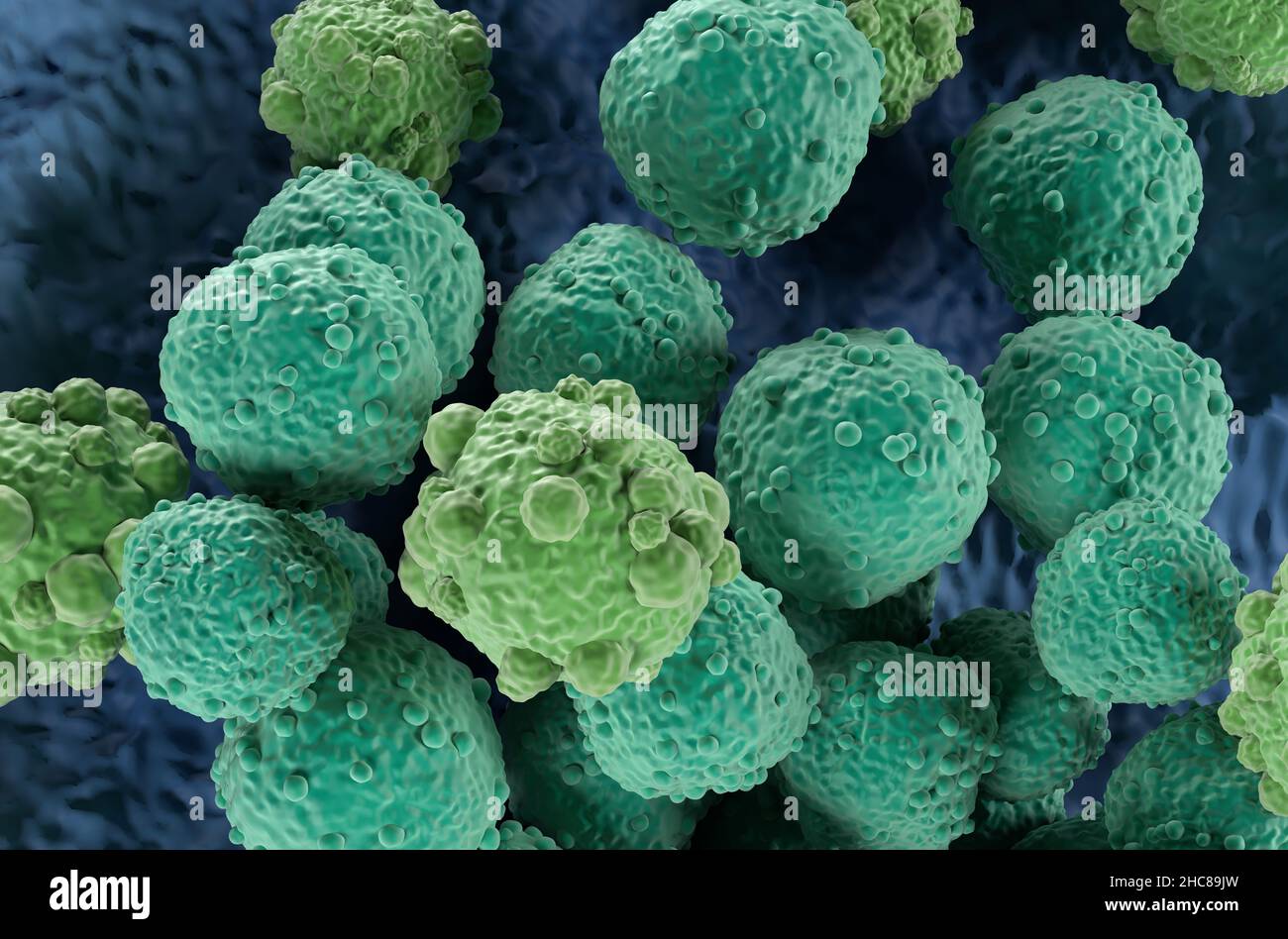 Lymphoma leukemia blood cancer cells top view 3d render illustration ...