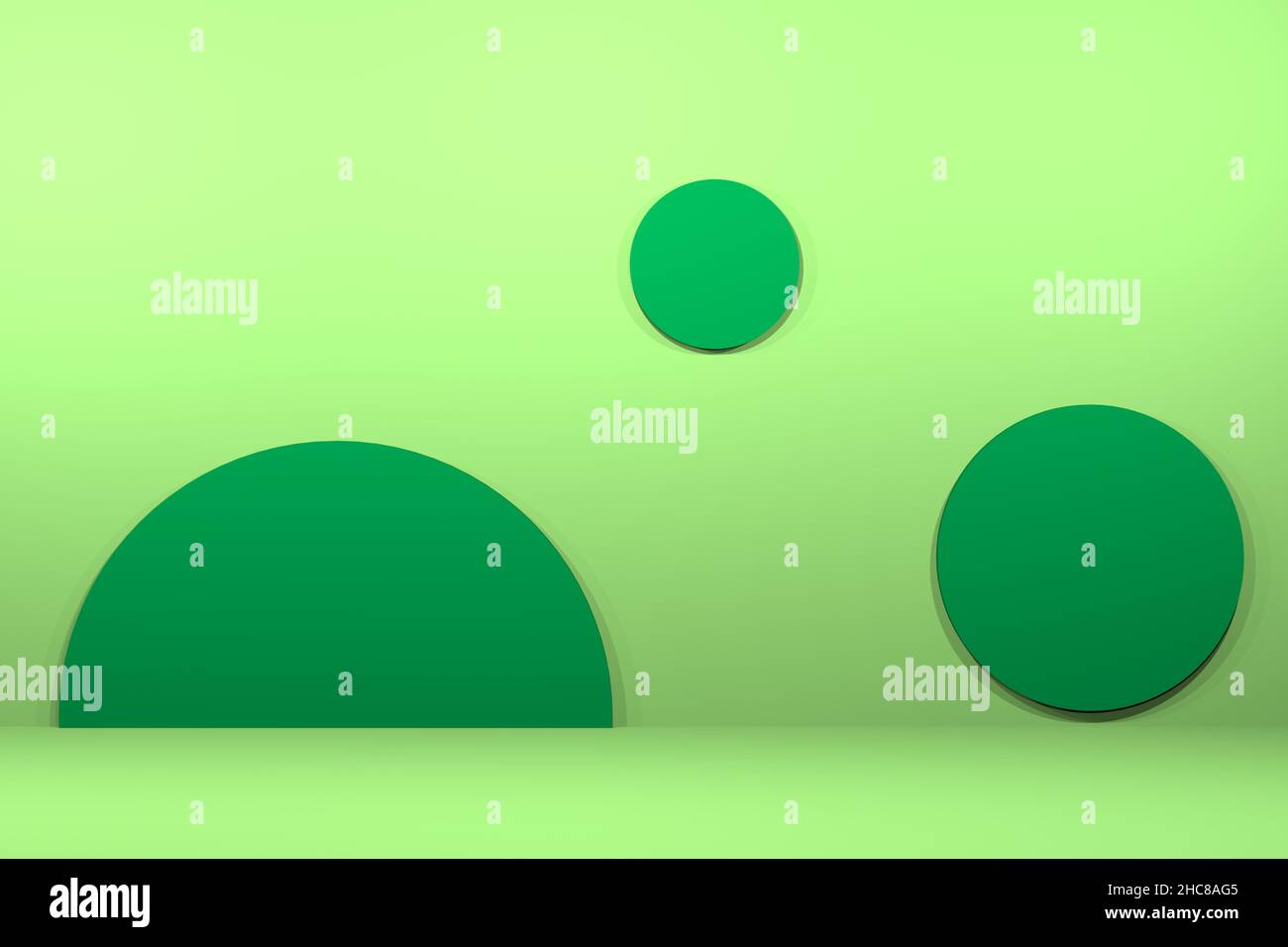 The Green abstract background with round objects. Round green. Light ...