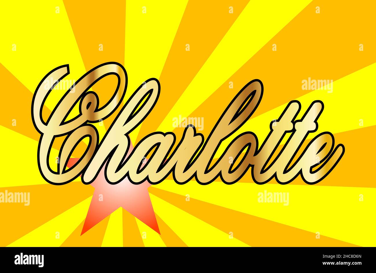 The baby girl name Charlotte set over a pink and white background Stock ...