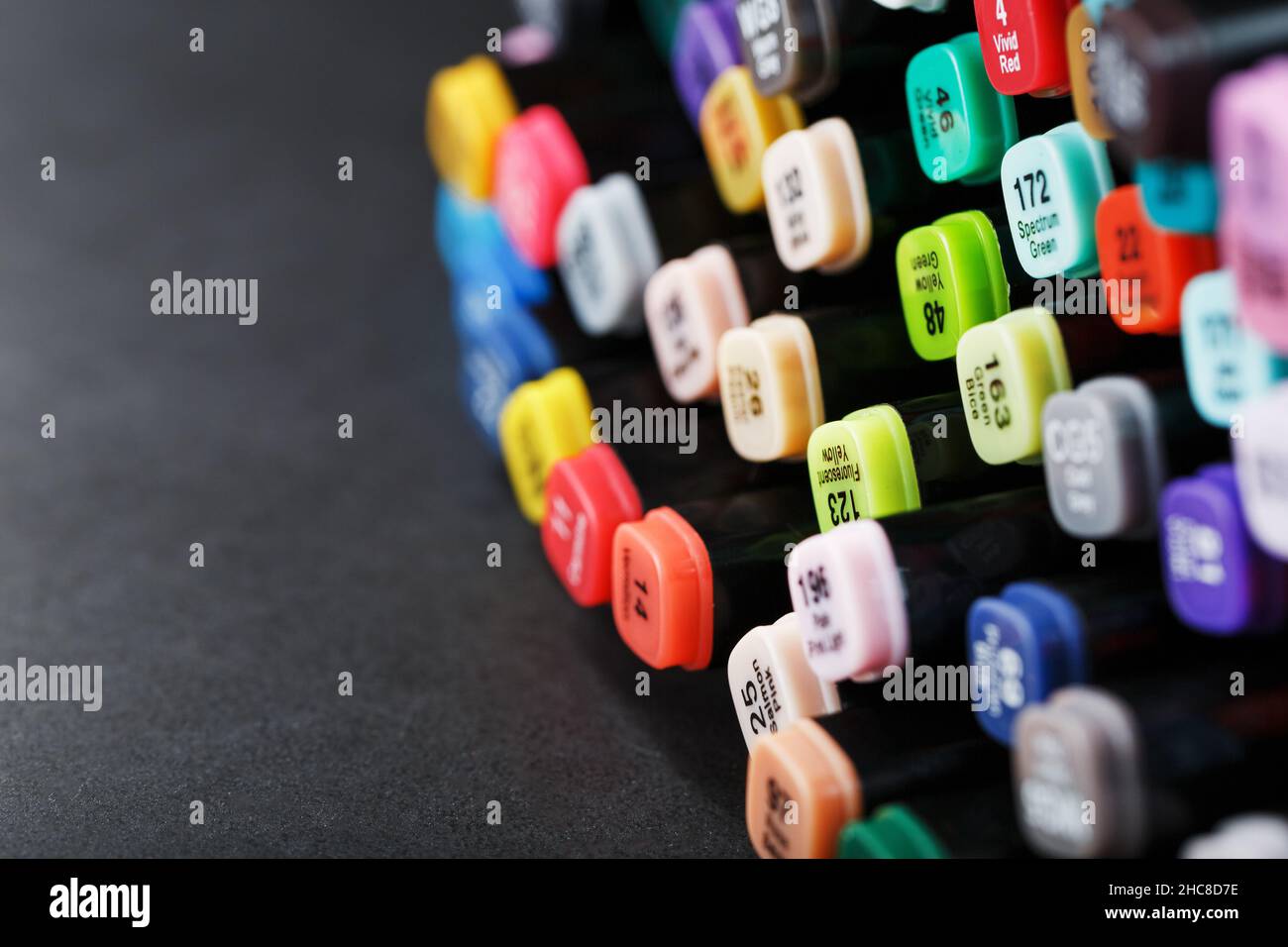 A set of markers for drawing in different colors for sketching with ...