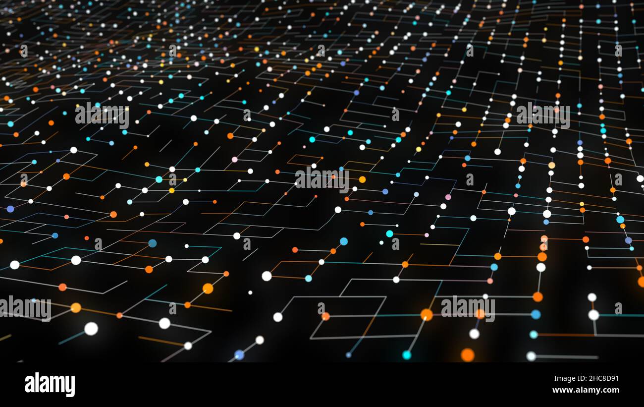 Blue and Orange Wavy Particle Surface Stock Photo - Alamy